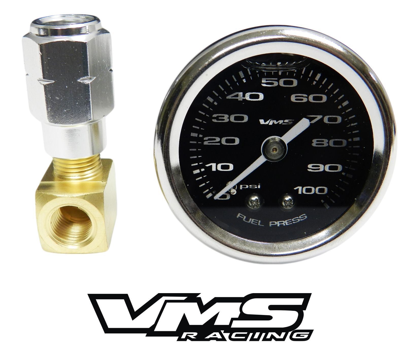 100 PSI Liquid Filled Fuel Pressure Gauge 0-100 PSI WITH Adapter for L ...