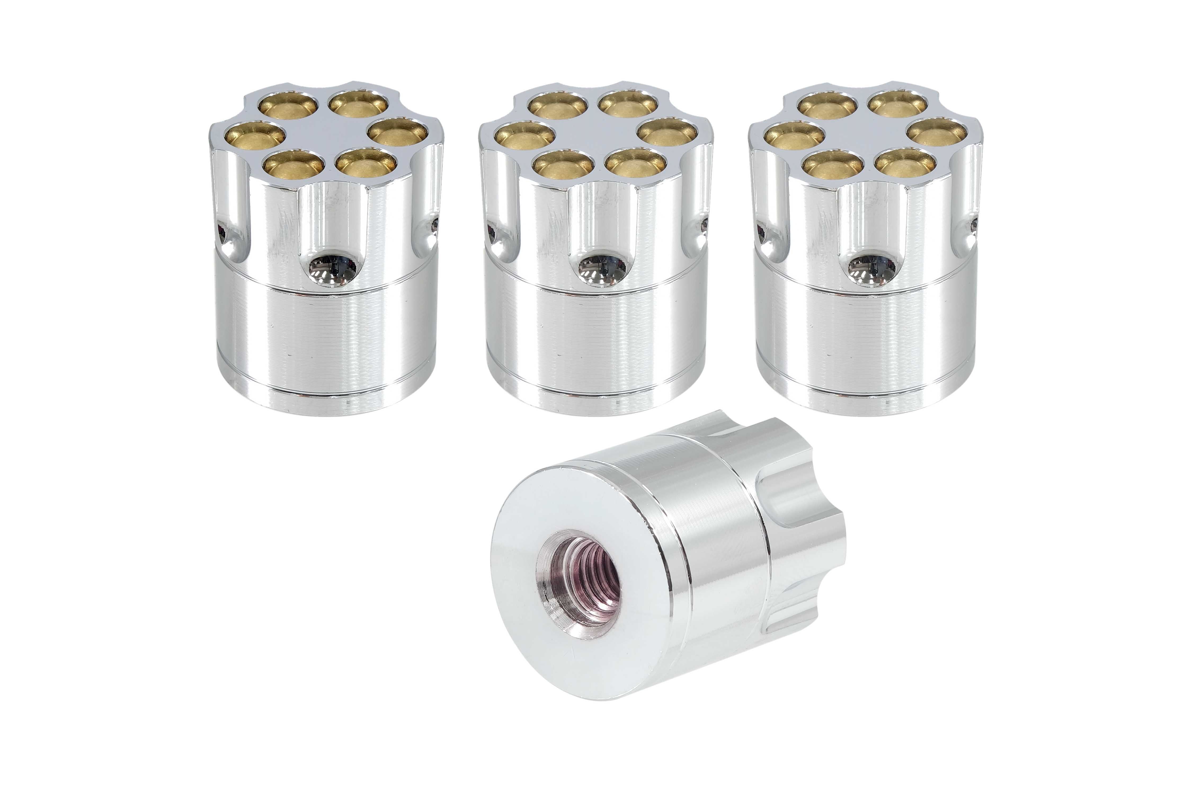 REVOLVER (BULLETS SHOWING) LUG NUT CAPS CNC MACHINED BILLET ALUMINUM ...