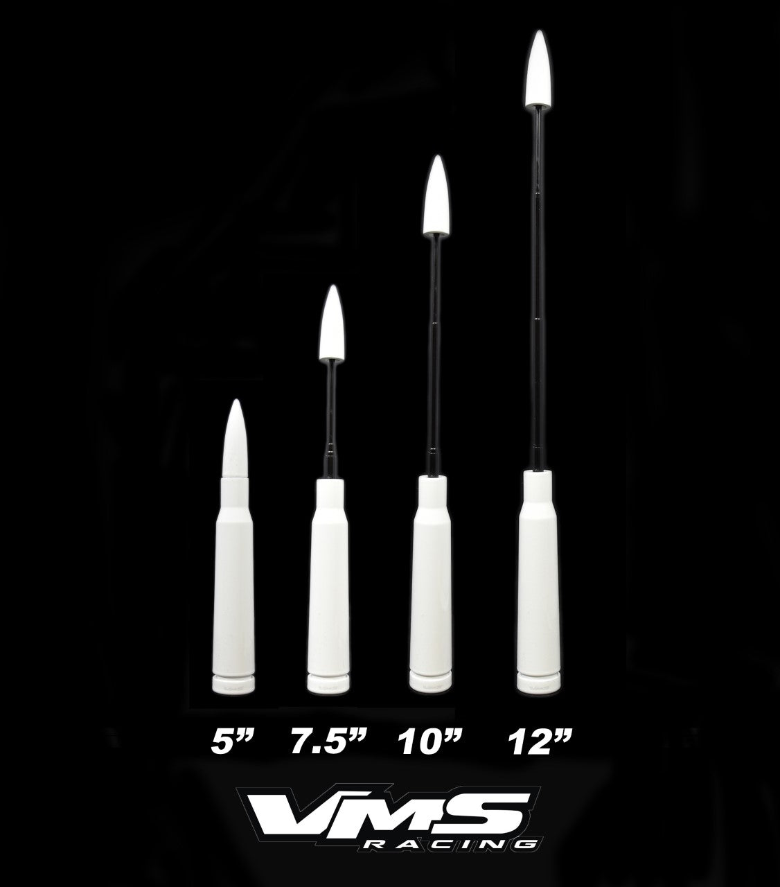 TELESCOPIC 50 CALIBER CAL BULLET STYLE ALUMINUM SHORT ANTENNA KIT 5.5 ...