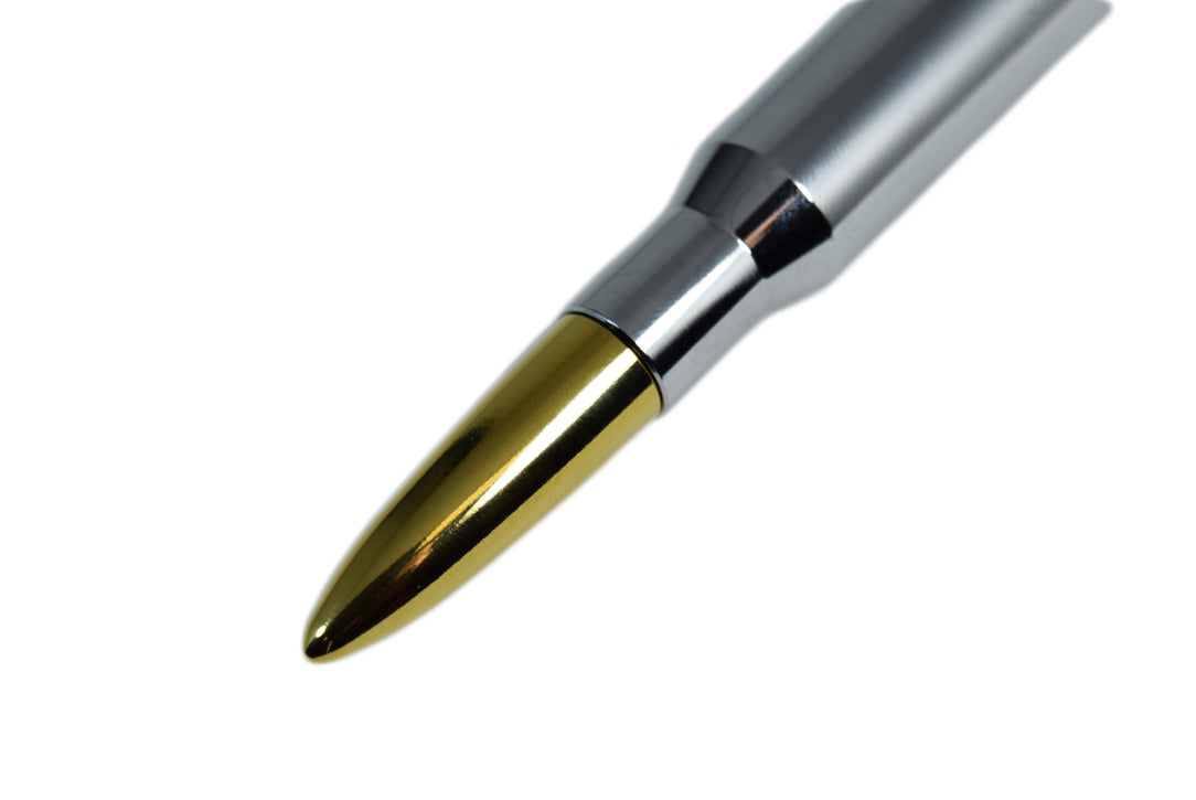 2 PIECE CHROME PLATED CASING 50 CALIBER CAL BULLET STYLE ALUMINUM SHOR ...