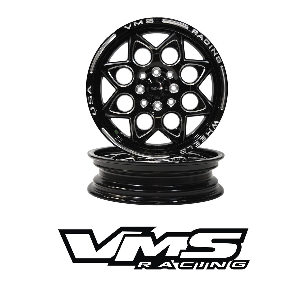 FRONT or REAR ROCKET DRAG RACE 4 LUG WHEEL 15x3.5 4X100/114.3 10 OFFSE ...